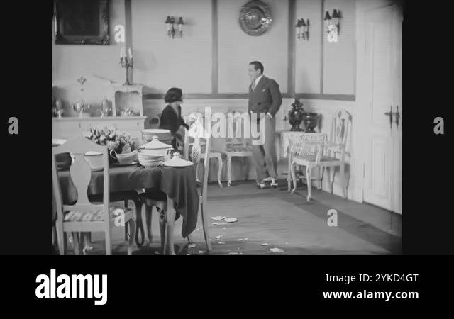 DENMARK - 1929 - in this silent comedy, a couple argues and throws ...