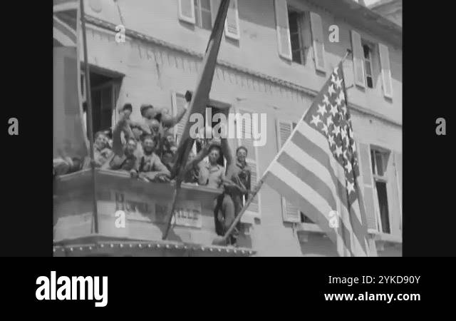 CHERBOURG - 1944 - US soldiers and French civilians celebrate the ...