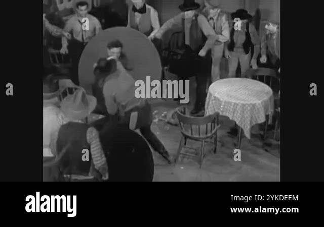 US - 1956 - in this western, two men fight with their spurs as weapons ...