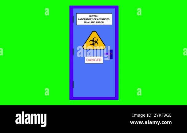 laboratory doors displaying various caution signs, including radiation ...