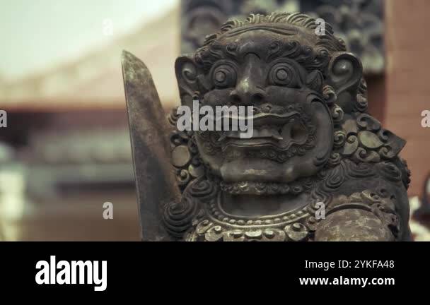 Video of the Barong statue in rice green fields on a Bali island in ...