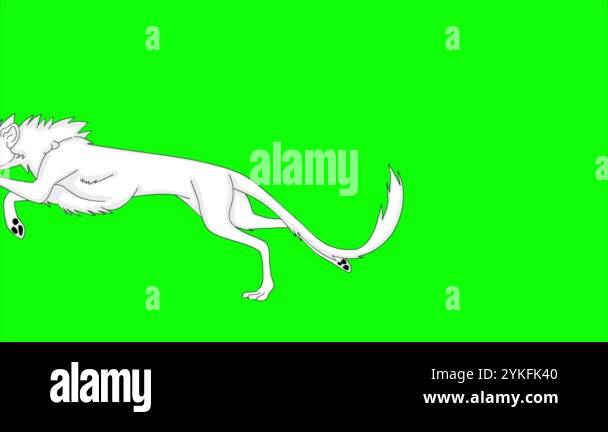2d Animation Of Fictional White Furry Animal With Long Tail, Running In ...