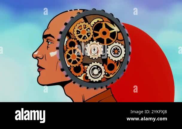 Animated video featuring a profile view of a person with a visible ...