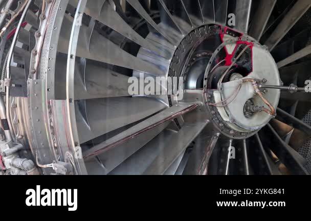 Aircraft reaction turbine. View through glass window Stock Video ...