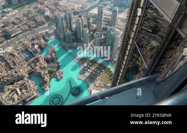 UAE, DUBAI, JANUARY 31, 2016: Top view on Burj Khalifa Lake and Dubai ...