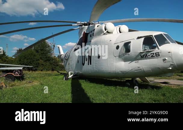 White old Soviet heavy transport helicopter Mil Mi-26 for United ...