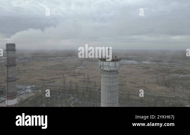 Construction of a new chimney at a power plant.Construction site at ...