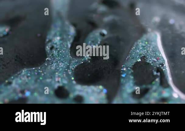 Liquid glitter spill. Ink fluid. Blur blue black color holographic ...