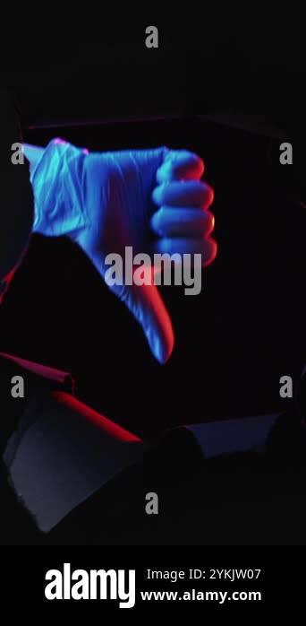 Vertical video. Doctor dislike. Bad result. Experiment failure. Red ...