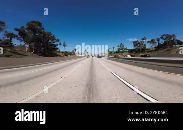 Los Angeles Downtown Freeway 10 West 06 Rear View Driving Plate ...