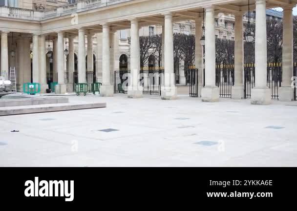 A view of the classic colonnade and gated courtyard at the historic ...