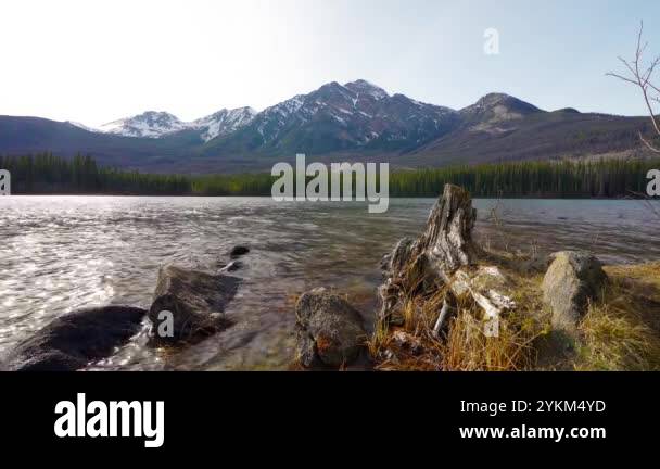 Pyramid Lake sunset time. Jasper National Park landscape. Canadian ...