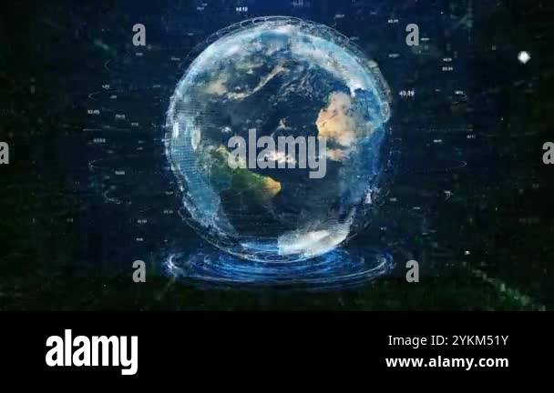 Animated Digital Globe Featuring Binary Code Overlay And World Map Depicting Advanced