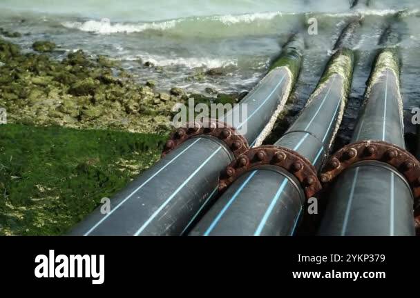 Pipes for intake of sea water and desalination in Doha, Qatar ...