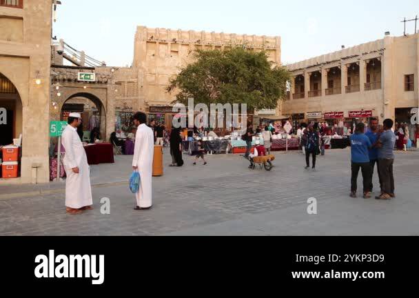 QATAR, DOHA, MARCH 22, 2018: People at Souq Waqif or the standing ...