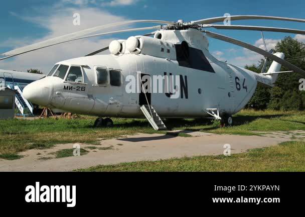 White old Soviet heavy transport helicopter Mil Mi-26 for United ...