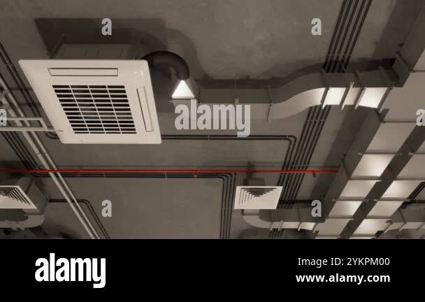 Electrical and ventilation systems, connections with cables and metal ...
