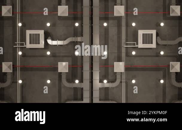 Electrical and ventilation systems, connections with cables and metal ...