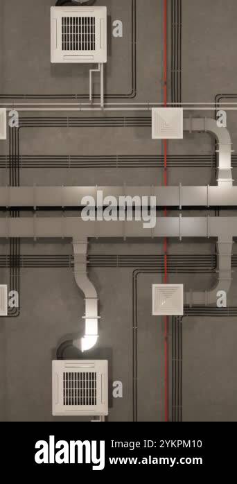 Electrical and ventilation systems, connections with cables and metal ...