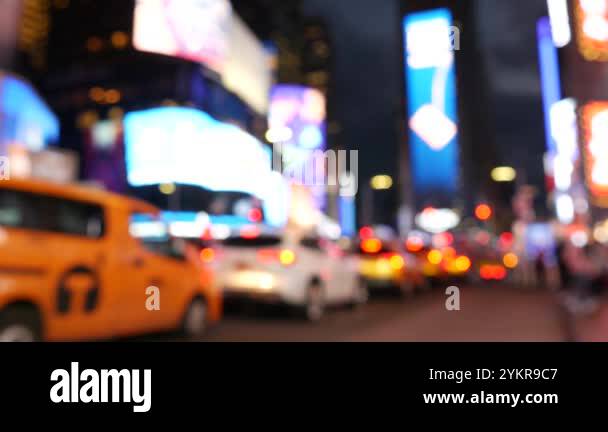 New York City Times Square, Manhattan Midtown Broadway street, USA. American NYC yellow taxi cab ...
