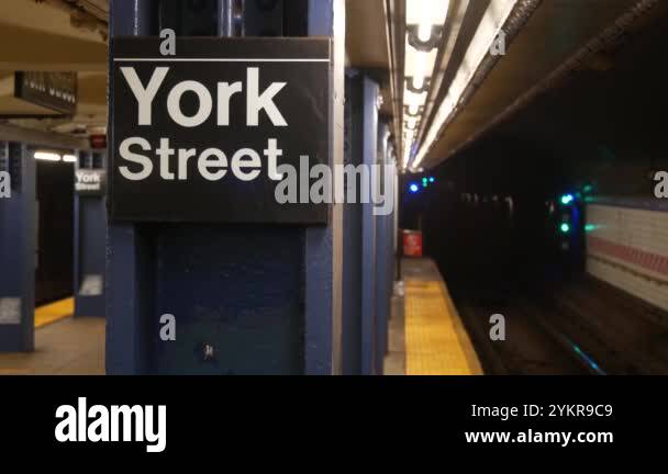 New York City empty subway station interior, underground metropolitan ...