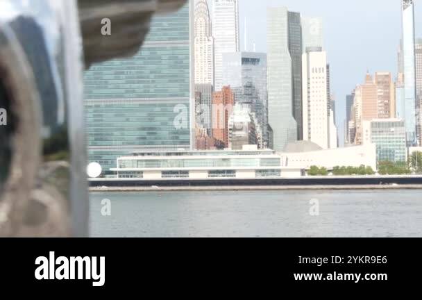 New York City waterfront skyline, Manhattan Midtown riverfront ...