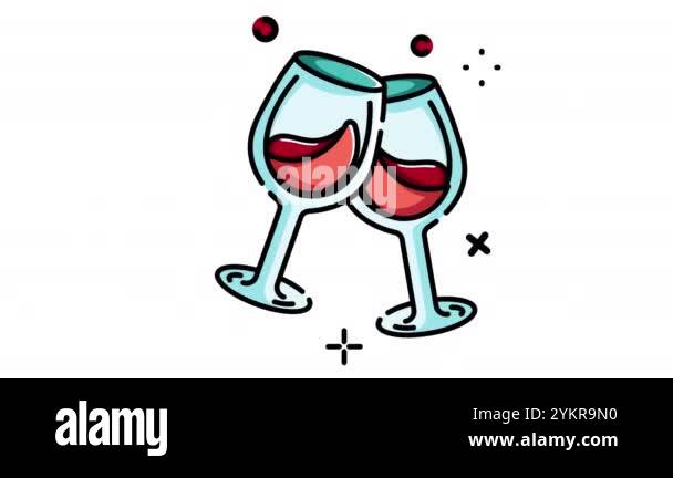 Wine animated icon. Seamless looping video with alpha channel on ...