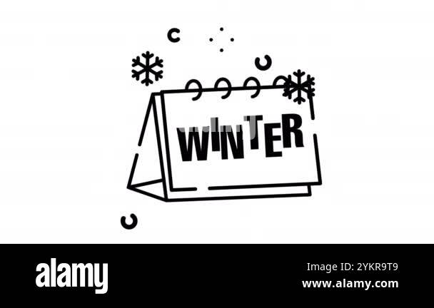 Winter Calendar line animated icon. Seamless looping video with alpha ...