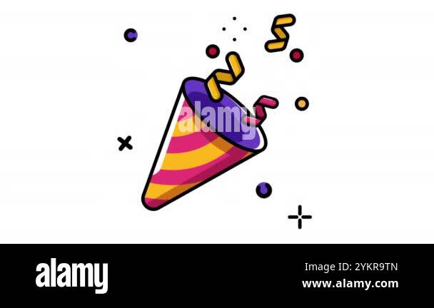 Confetti popper animated icon. Seamless looping video with alpha ...