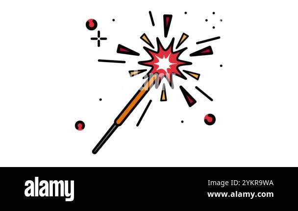Sparkler animated icon. Seamless looping video with alpha channel on ...