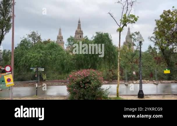 Placa De Ispania, National Museum rainy cloudy weather view of the ...