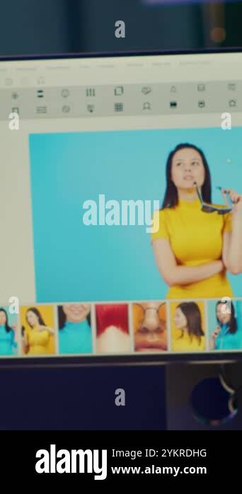 Vertical Video Black man photo editor in a well organized workspace ...