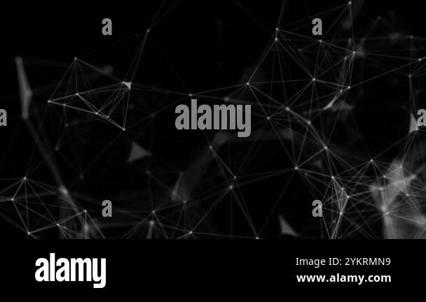 A complex geometric network of connected points and lines, set against a black background. The ...