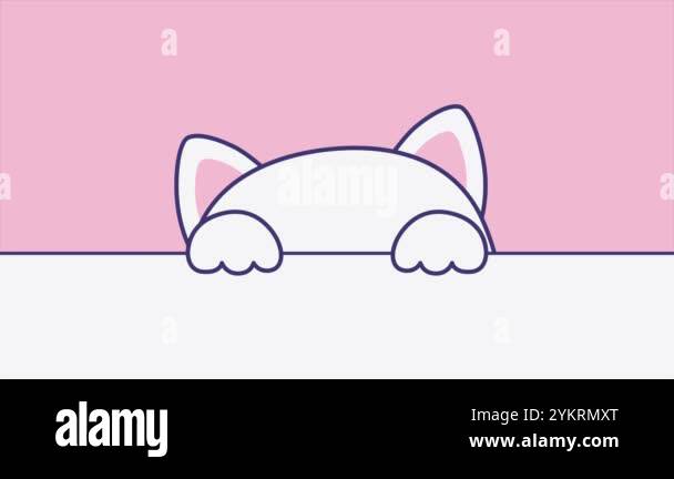 Cute cat with paws hiding. Minimal modern seamless motion design ...