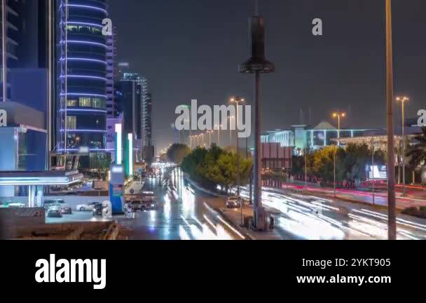 Aerial timelapse view of busy highway traffic on King Fahd Road with ...