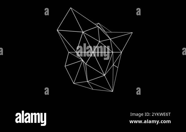 wireframe Icosahedron 3D Shape Animation Loops on Back Background Stock ...