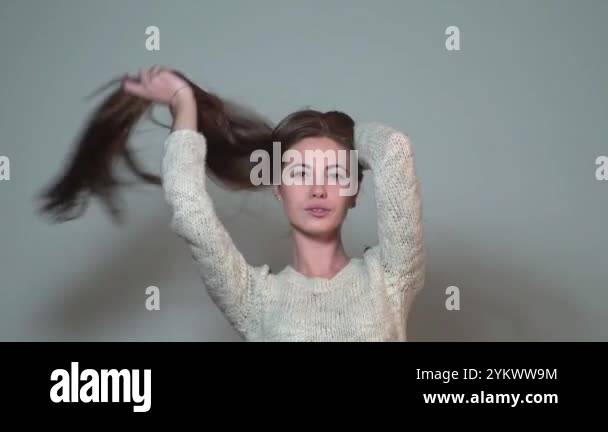 Natural long Hair of brunette woman. Very long brown hair. Long haired ...