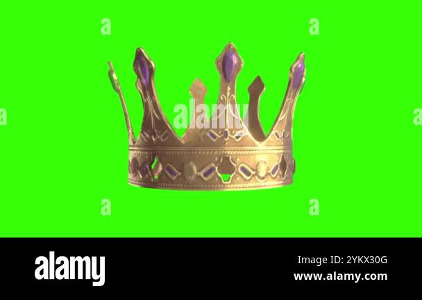 Royal golden crown of king green screen background Stock Video Footage ...
