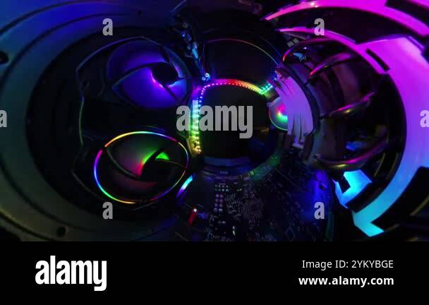 A close-up view of the interior of a gaming PC with a "Tiny Planet ...