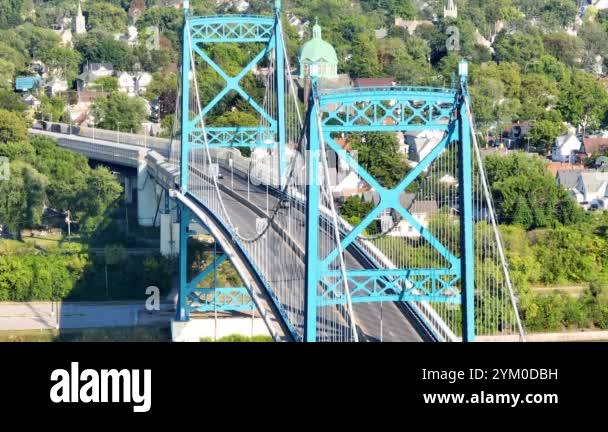 Aerial Stationary Shot: Capturing the iconic Anthony Wayne Bridge in ...