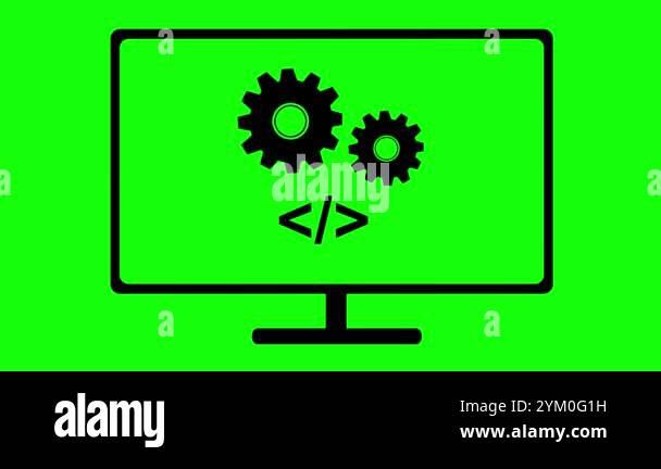 video animation black icon concept system software working from a ...