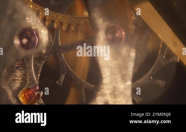 Macro close-up of a mechanical watch s inner workings, featuring moving ...