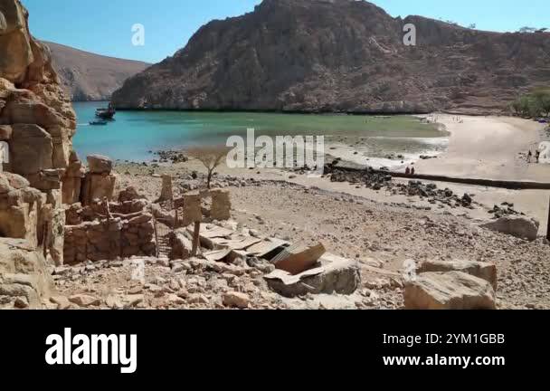 Sultanate of Oman, Musandam, Gulf of Oman, ancient Village of Haffa. Oman - arab country in ...