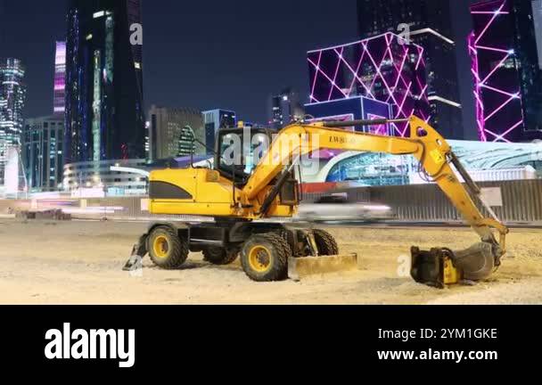 QATAR, DOHA, MARCH 20, 2018: 8K night time lapse of road traffic in ...