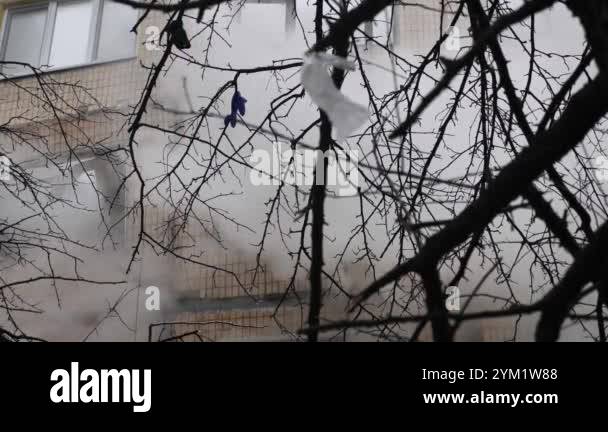 Consequences of a house explosionafter a missile attack. Rocket attack ...