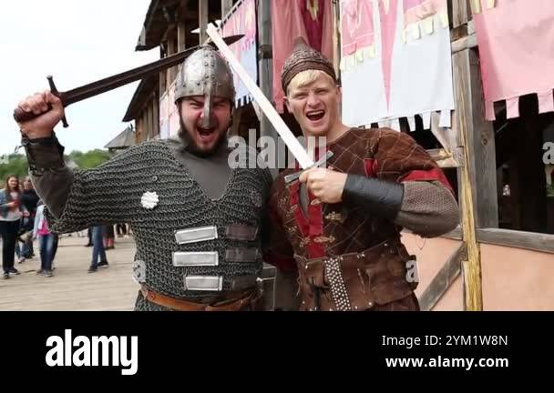 UKRAINE, KIEV REGION, KOPACHIV VILLAGE, AUGUST 14, 2016: Two ancient ...