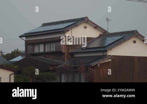Traditional Japanese House with Solar Panels, Sustainability in Japan ...
