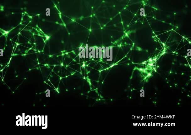 Sci-fi Plexus background, technological lines and dots on dark green background, abstract ...