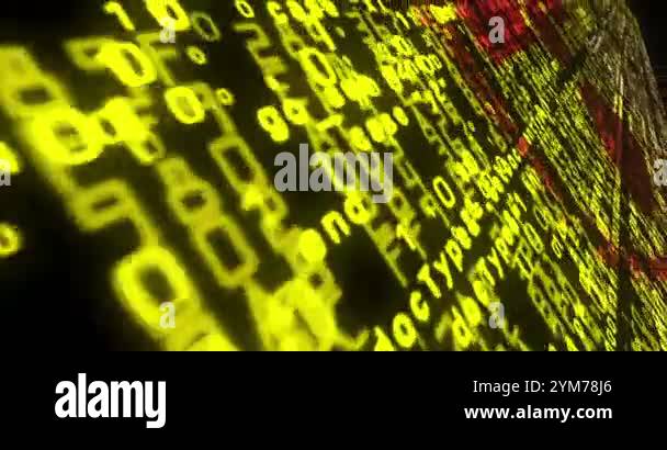 Nuclear radiation symbol flag waving with noise and glitch effect ...