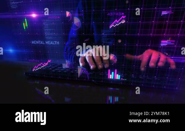 Mental health and depression crisis charts and graphs diagram with man ...